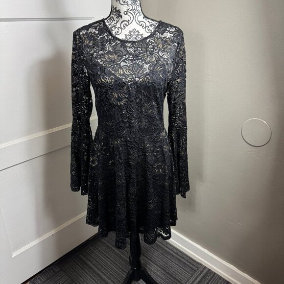 Material Girl | Dresses | Material Girl Black And Metallic Gold Lace ...